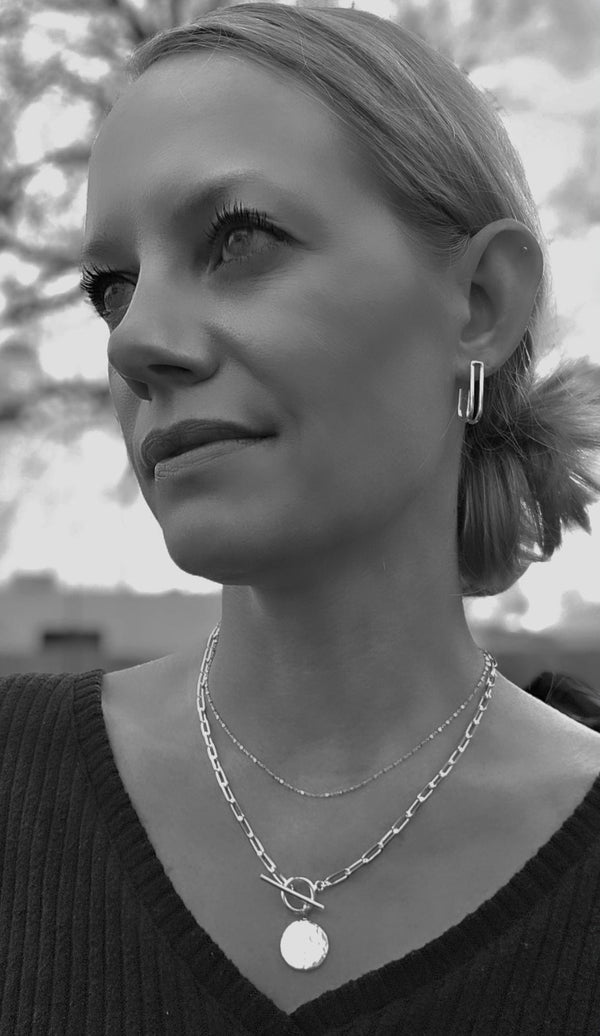 Sterling Silver Hammered Medallion Coin Front Clasp Necklace – Crystal ...